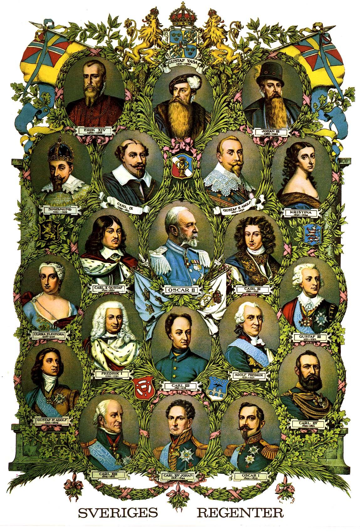 Schwedens Regenten 1521 bis 1907 - Ahnenforschung / Genealogie